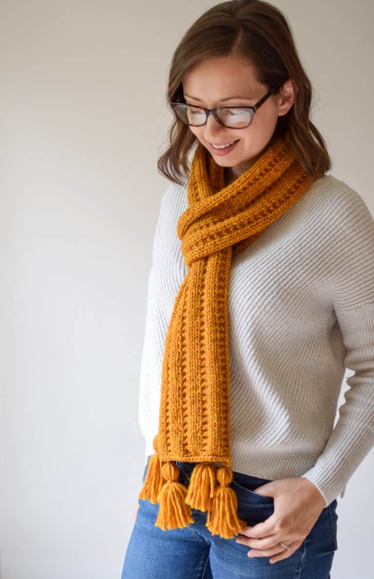 Garter Rib Knit Scarf - Free Pattern - Knifty Knittings